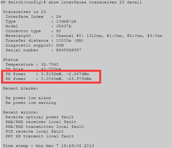 Cách xem cường độ nguồn quang RX/TX của Module SFP trên Switch các hãng ...